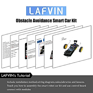 LAFVIN Smart Robot Car 2WD Chassis Kit with Ultrasonic Module R3 Board,Remote Compatible with Arduino IDE DIY Kit