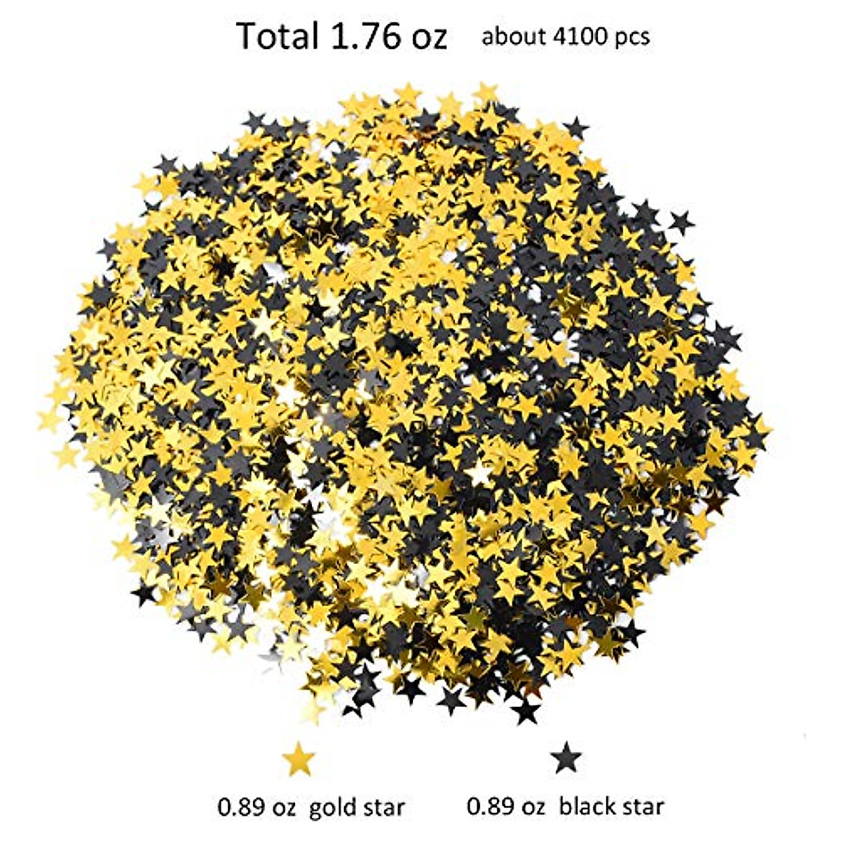 Star Confetti Black Gold Shiny Table Confetti for Wedding Party Holiday Seasons Decorations DIY Crafts 50g (About 4100 Pcs)