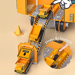 Kids Construction Toys Truck Set, Engineeering Vehicle Palyset, Crane Excavator Bulldozer Forklift, DIY Take Apart Toys with 4 Mini Cars for Age 3-8 Year Old Children, Christmas Birthday Gifts Boys