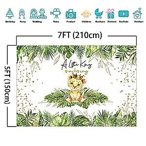 Mocsicka Lion Baby Shower Backdrop A Little King is On His Way Background Safari Baby Lion Baby Shower Party Cake Table Decoration Banner Photo Booth Props (7x5ft)