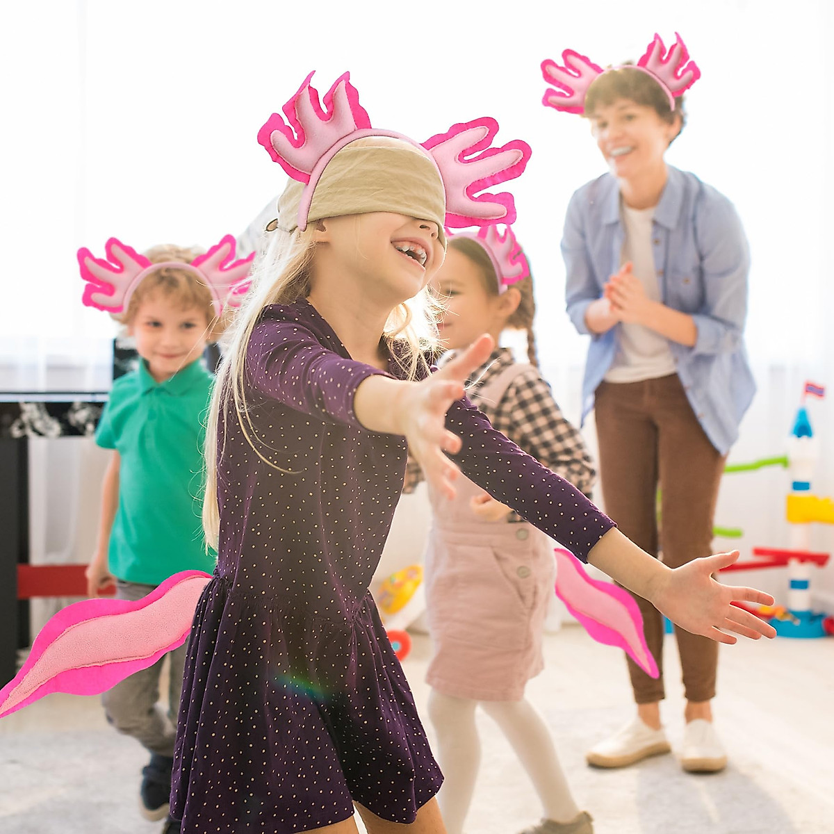 Creatoy Axolotl Toys, Axolotl Costume Kids Animal Headband with Tail for Girls Boys Dress Up Christmas Birthday Party Favors