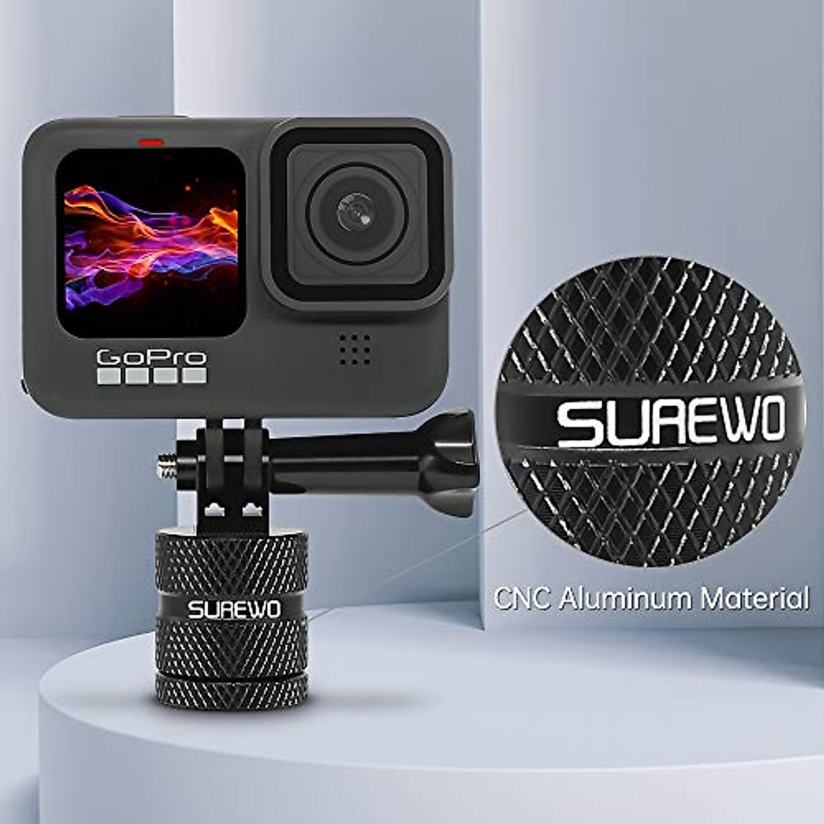 Aluminum 1/4 inch 20 Camera Mount, 360 Degree Rotation Tripod Mount Adapter Compatible with GoPro Hero 10 Black,Hero 9/8/7/6/5 Black,OSMO Action, Xiaoyi 4K and Other Standard 1/4 Accessories