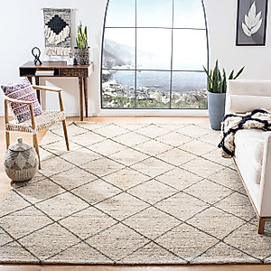 SAFAVIEH Himalaya Collection Area Rug - 10' x 14', Ivory, Handmade Wool, Ideal for High Traffic Areas in Living Room, Bedroom (HIM423A)