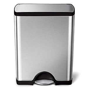 Simplehuman 50 Liter / 13.0 Gallon Rectangular Kitchen Step Trash Can, Brushed Stainless Steel