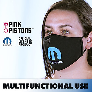PINK PISTONS Mopar Mask Classic Breathable Face Masks & Dust Cover w/Outer Knit Mesh Filter & Adjustable Soft Elastic Earloops - Inner & Middle Cotton Layer - Protective Washable & Reusable