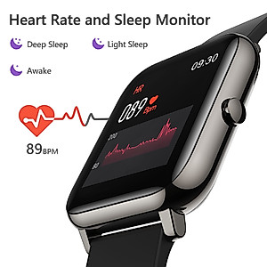 KALINCO Smart Watch, Fitness Tracker with Heart Rate Monitor, Blood Pressure, Blood Oxygen Tracking, 1.4 Inch Touch Screen Smartwatch Fitness Watch for Women Men Compatible with iOS Android