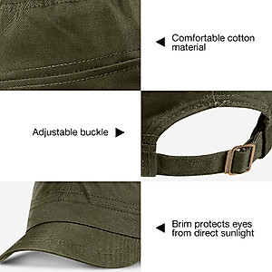 Syhood 3 Pieces Cadet Army Caps Military Army Hat Cotton Fitted Adjustable Twill Flat Caps Solid Color Unisex Cadet Hat Brim for Men Women