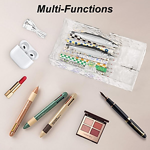 elephtree Glacier Pencil Case,Large Capacity Plastic Pencil Case Organizer Translucent Multi Functional Automatic Push Buttons Pencil Box Sketching Storage Box with 2 Pieces Cute Fish Pens