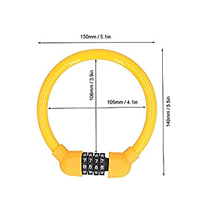 SALALIS Bike Lock, Wear-Resistant Sturdy and Durable Bike Cable Lock Convenient to Carry Waterproof and Dustproof for Cycling(Orange)
