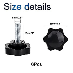 INCREWAY 6pcs M8x25mm Plum Blossom Shape Threaded Knurled Thumbscrew Grip Knobs Thumb Screw