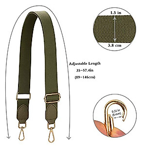 Allzedream Purse Straps Replacement Crossbody Bags Handbag Wide Canvas Leather Adjustable (Olive Green)