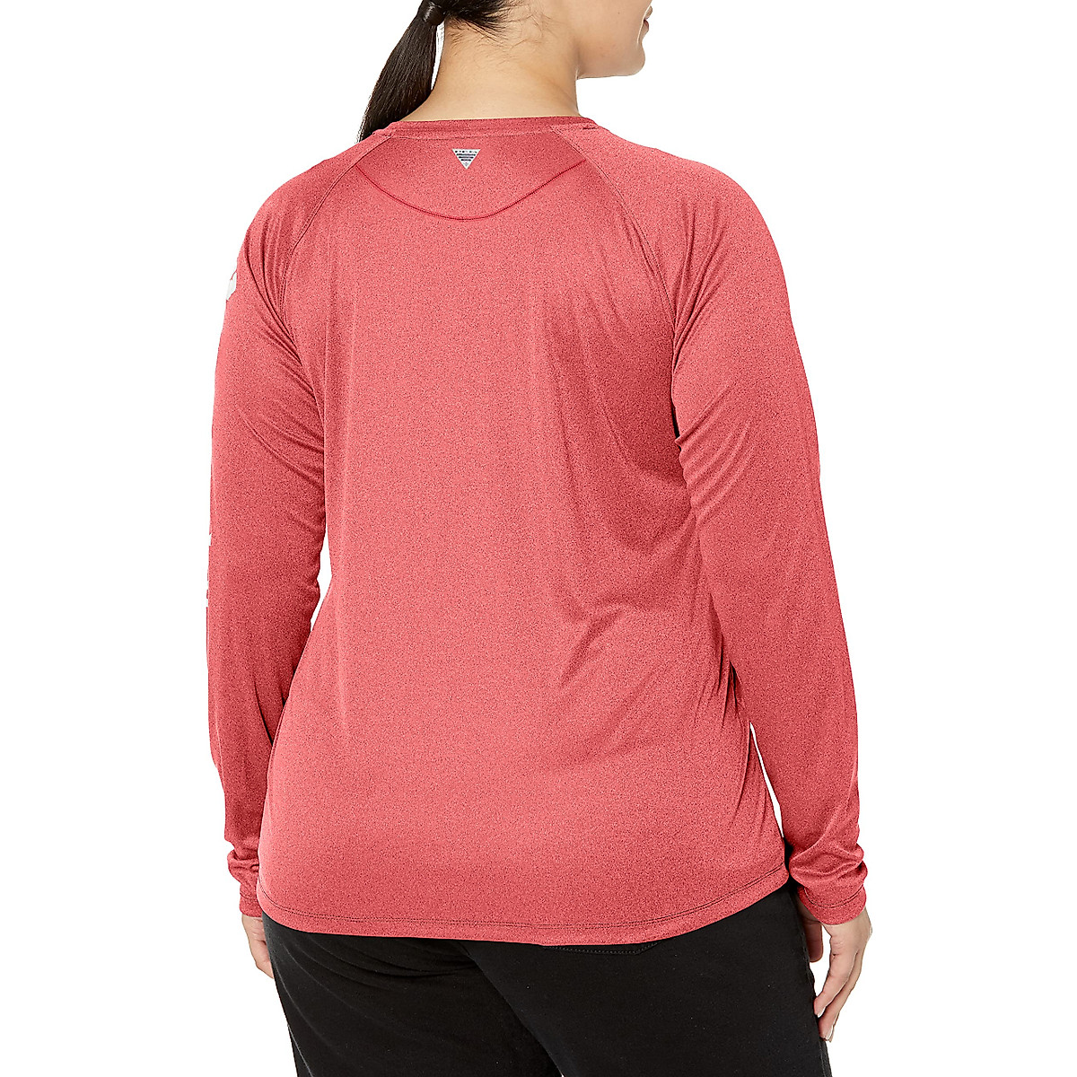 Columbia Women's PFG Tidal Tee Heather Long Sleeve Shirt, UV Protection, Moisture-Wicking, Winter Green Heather/White Logo, Medium