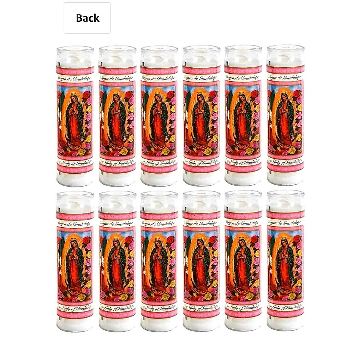 Our Lady of Guadalupe Religious Candle, Devotional, Vigil, Novena, Prayer, Saints, Candles, White, 12pk (1 Case)