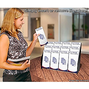 Tiered Rack Card Holder with 12 Pockets for 4x9 Brochures Leaflets Clear Plexiglas Rack for Tabletop Use with Black Acrylic Sides