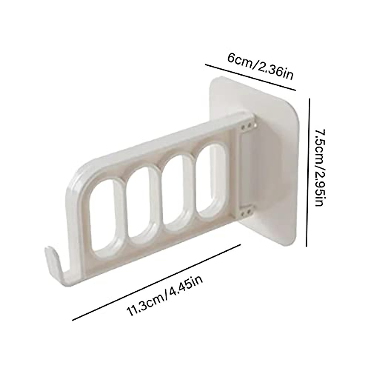 Dous Folding Wall Mounted Clothes Hanger, No Hole Punching No Trace Installation Wall Coat Rack, 4 Holes Wall Multi-Functional Hanger for Balcony Clothes, Keys, Bathroom, Wardrobe Storage