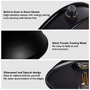 Naurham Dusk to Dawn Exterior Farmhouse Lighting Barn Light Fixture for House with Anti-ponding Bottom, Outdoor Barn Light Gooseneck Lighting for Garage Patio Porch (10.9" Diameter, 1 PC)