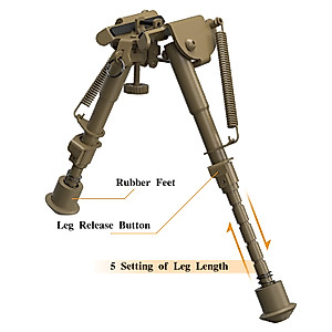 Xaegistac Rifle Bipod Adjustable 6-9 Inch Bipods with Quick Release Adapter for Picatinny/Mlok Rail,Lightweight and Stable for Hunting and Shooting