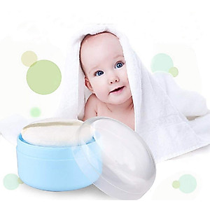 Onwon After-Bath Puff Box Empty Body Powder Container Dispenser Case with Sifter and Powder Puffs for Home and Travel Use
