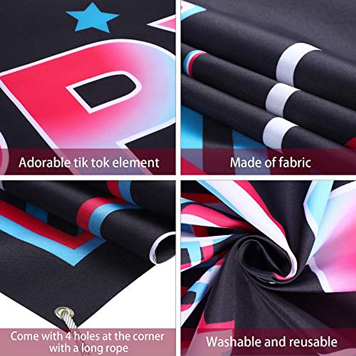 Music Happy Birthday Party Backdrop Musical Social Media Birthday Party Supplies Social Media Photography Background Large Fabric Banner for Teens, 73 x 43 Inches