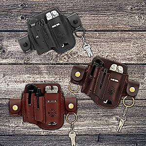 1791 EDC Pouch, Leather EDC Pocket Organizer for Belts fits Multitool, Knife, Keys and Small Flashlight - Compatible with Full Size Leatherman, Gerber, SOG Multitools - Black