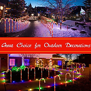 24-Pack Upgraded Solar Christmas Candy Cane Lights, Christmas Outdoor Decorations for Yard, Waterproof with 8 Working Modes for Christmas Party Patio Garden Path Decoration
