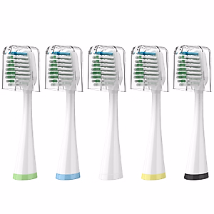 Replacement Brush Heads for Smile Bright Platinum Sonic Electric Toothbrush, Soft Bristles, 5-Pack, with Covers