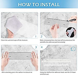 Durmmur 2 Pack Adhesive White Shower Caddy Organizer with Hooks, Rustproof No Drilling Wall Mounted Storage Shelf Rack for Inside Shower/Bathroom/Kitchen