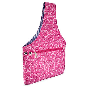 JamieCraft Yarn Bag – Portable, Light, and Easy to Carry Canvas Wrist Bag for Crochet and Knitting On The Go, Project Bag Holds Supplies and 14 Inch Needles or Hooks (Purple Dots)