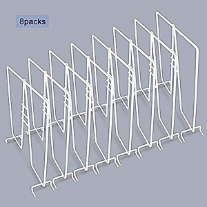 Urban Deco Shelf Dividers for Closet Organization - Wire Closet Shelving Sturdy Closet Shelf Organizer Steel Closet Dividers Linen Closet Organizer - White Coated Wire Shelf Organizer - Pack of 8