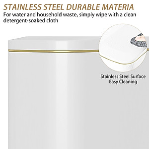 Doyingus 4 Gallon Trash Can with Lid Soft Close, Slim Stainless Steel Garbage Can with Removable Inner Bucket for Bathroom, Office (White)