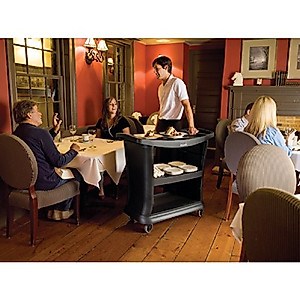 Rubbermaid Commercial Products Executive Series Utility Cart with Wheels, Black, Two Shelf Cart for Kitchen/Restaurant/Cafeteria/School/Storage 300 lbs. Capacity