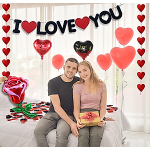 Engagement Party Decorations, Glitter I Love You Banner for Mothers Day Decorations, bridal shower decorations for the Home Engagement Wedding Anniversary Valentines Mothers Day Party Supplies