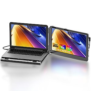 CIDETTY New 14" Laptop Screen Extender, FHD 1080P IPS Portable Monitor for Laptop,Dual Monitor Extender for Windows, Android, Chrome & Mac, Built-in Speakers