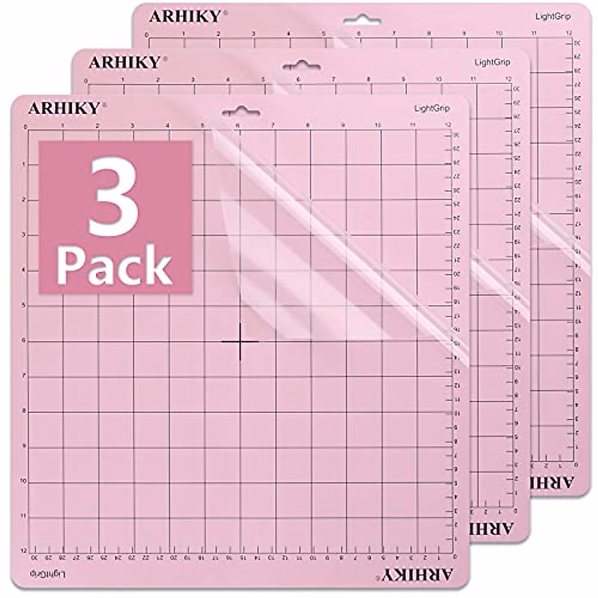 ARHIKY LightGrip Cutting Mat 12"x12" for Cricut Maker 3/Maker/Explore 3/Air 2/Air/One Light Adhesive Sticky (3Pack)