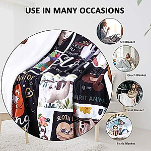 YunTu Sloth Throw Blankets Sloth Gifts for Women and Girls Sloth Lovers Super Soft Warm Sherpa Sloth Blankets for Kids and Adults