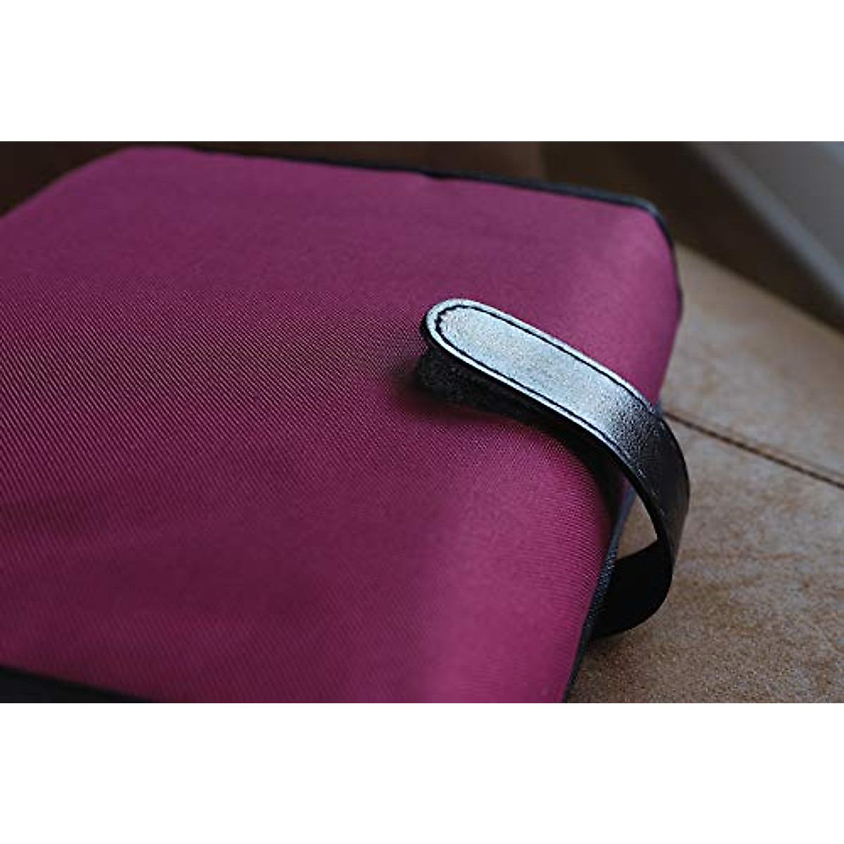 Tri-Fold Bible Cover, Bible Study Organizer, Velcro Closure, Nylon, Cranberry/Black, Extra Large