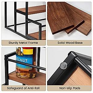 THYGIFTREE Syrup Bottle Holder Rack for Coffee Bar 3-Tier Coffee Syrup Organizer Stand 12 Bottles Storage Shelves for Syrup, Wine, Dressing for Kitchen Coffee Shop (Brown)