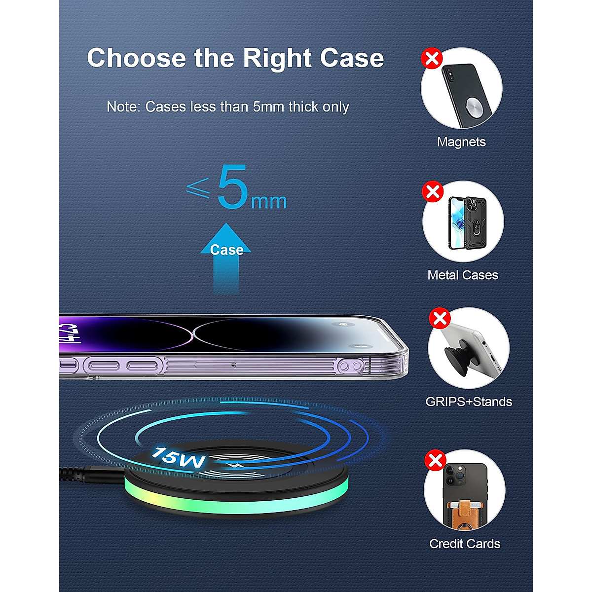 2Pack 15w Phone Wireless Charging Pad for Google Pixel 8 8 Pro 7 pro 7a 7 6 pro, QI Wireless Charger Station Cargador Inalambrico for Android Samsung Galaxy S24 S23 + S22 Ultra Apple iPhone 15 14 13