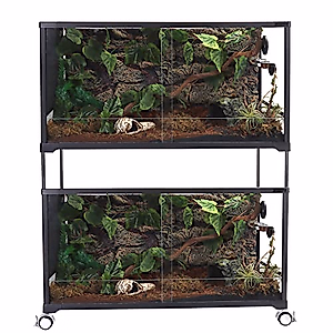 Aiicioo Reptile Glass Terrarium Stackers Post - Reptile Enclosure Accessories Stacker for Bearded Dragon Lizard Tank 4 Post