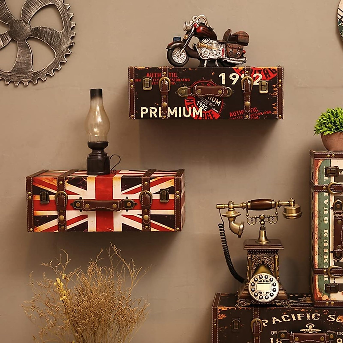 Vintage Suitcase Wall Shelf - Retro Floating Shelves