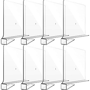 Boao Acrylic Shelf Dividers for Closet Wood Shelf Organizer Multi-Functional Wood Closet Separator for Storage and Organization in Bedroom No Installation Tools Required (Clear)