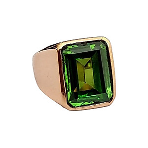 Natural Greenish Peridot Gemstone 925 Sterling Silver Gold Plated Ring/Anguthi For Men And Women's BY JEWELLERYHUB (5.00 Carat)