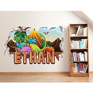 Kyle Cornhole Dinosaur Wall Decals Custom Name - Dinosaur Stickers Nursery Decor - Green