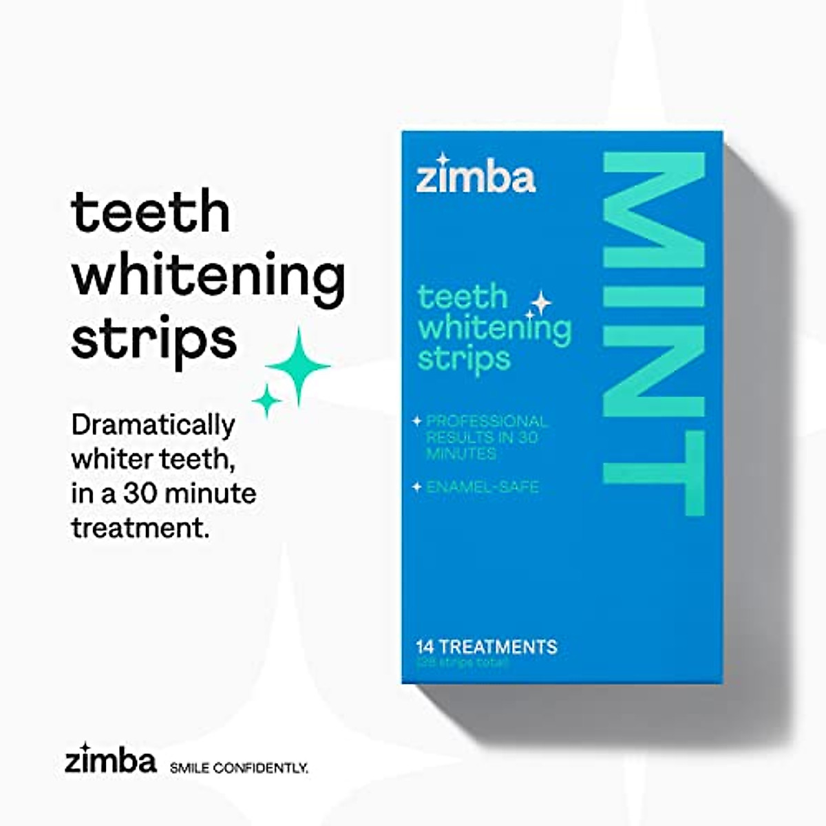 Zimba Teeth Whitening Strips for Teeth Sensitive White Strips for Teeth Whitening Hydrogen Peroxide Teeth Whitener Stain Remover 28 White Strips Included Per Pack, 2 Pack (14 Day Treatment), Coconut