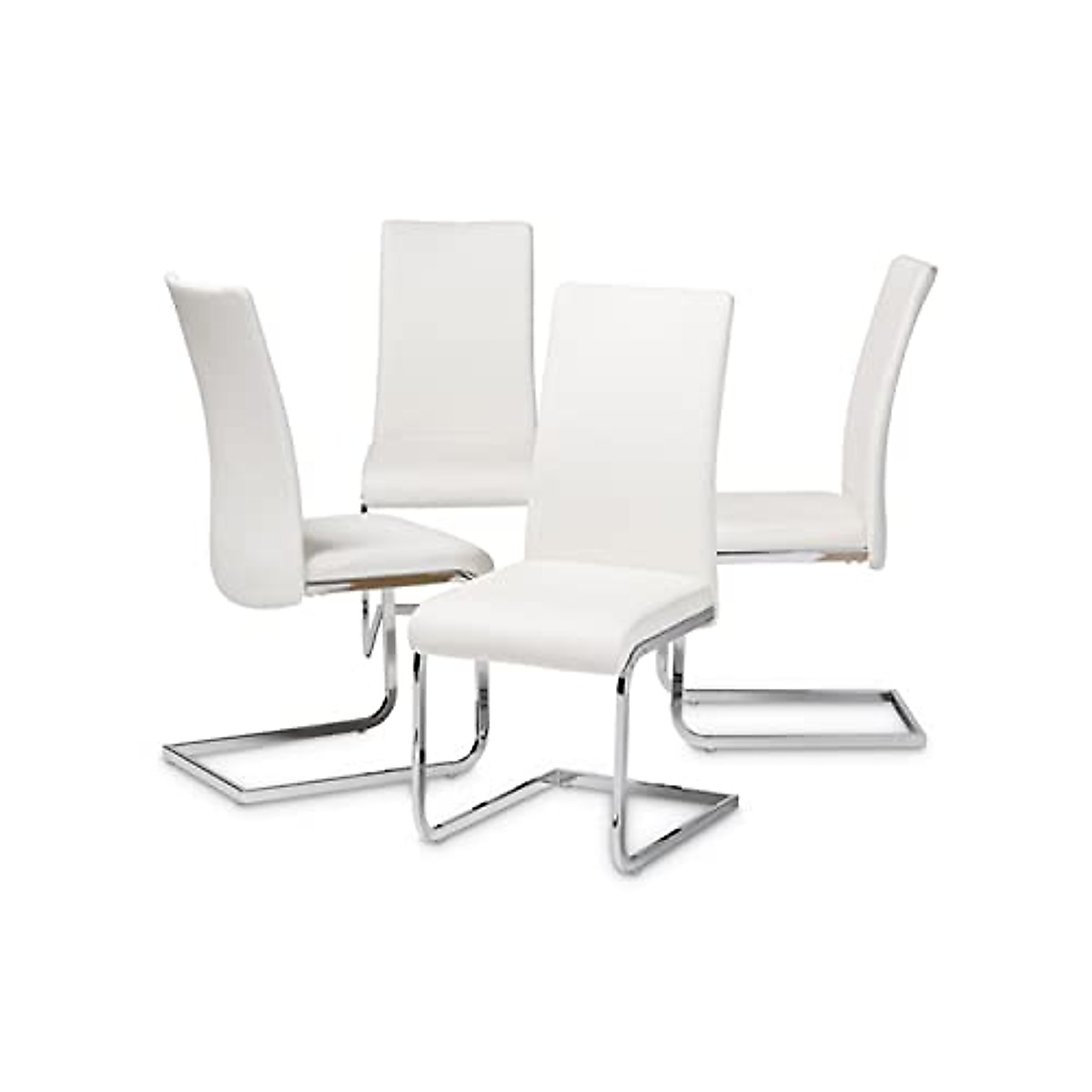 Baxton Studio Cyprien Modern and Contemporary White Faux Leather Upholstered Dining Chair (Set of 4)