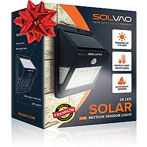 SOLVAO Solar Motion Sensor Security Light | Waterproof & Wireless | New 26 LED Design | for Outdoor, Front Door, Backyard, Steps, Garage, Garden, Deck, Patio | 1 Pack