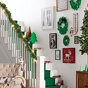 Dazzle Bright 15 FT Artificial Christmas Garland, Pre-Lit 35 LED Mini String Lights Plug in Xmas Garland, Lighted Christmas Decoration for Indoor Holiday Door Home Stairs Decor