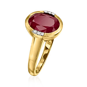 Ross-Simons 5.00 Carat Ruby Ring With Diamond Accents in 14kt Yellow Gold. Size 7