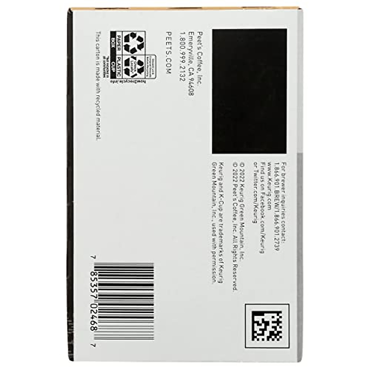 Peet's Coffee Cafe Domingo K Cup Coffee Pods for Keurig Brewers, Medium Roast, 10 Pods, 3.1 Lb