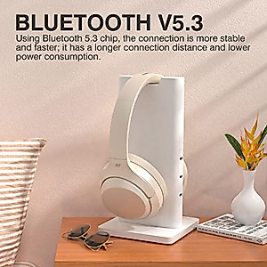 iKF T1-Wireless Wired Headphones Call Noise Cancelling Bluetooth Headset Bass Stereo Sound 50 Hours Using Time Built-in Microphone Pairing 2 Devices Compatible iOS/Android (Off-White)